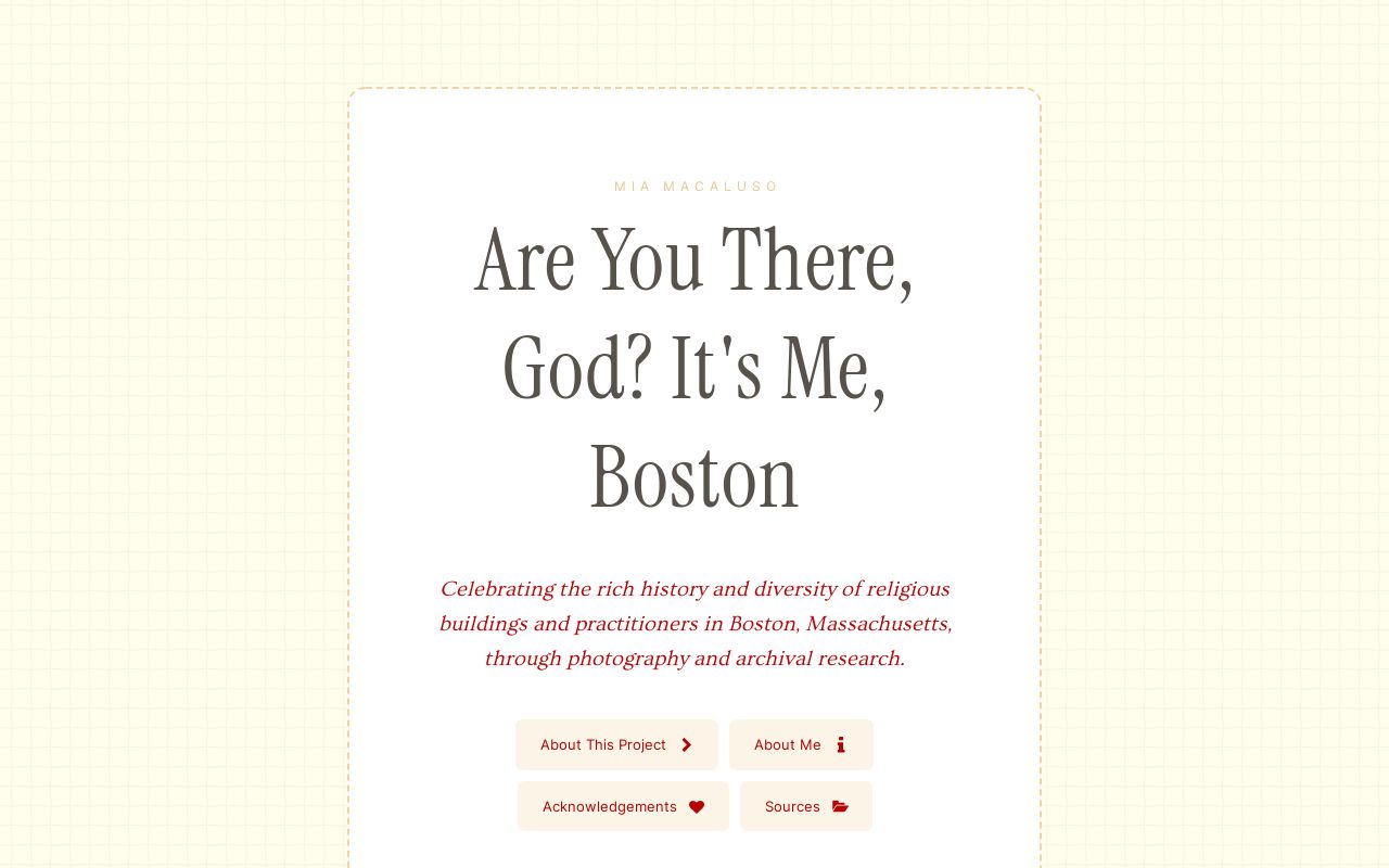 Are You There, God? It's Me, Boston.